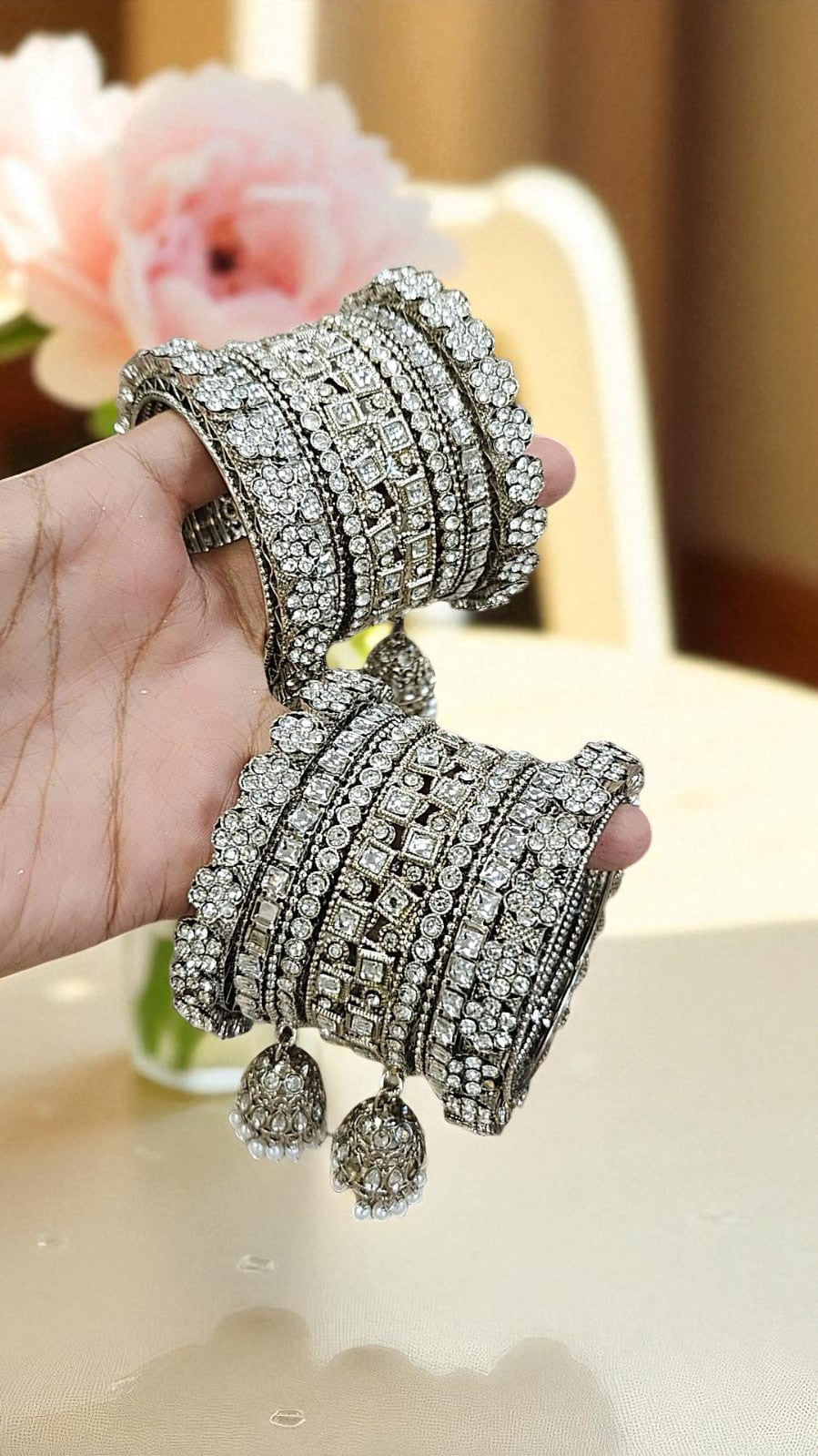 Antique Oxidised Silver Bangles Set Elegant Indian Style– Libasaa-Global